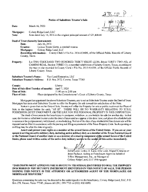 Fillable Online notice of acceleration and notice of trustee's sale Fax ...