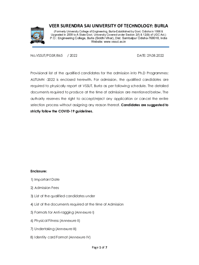 Fillable Online veer surendra sai university of technology: burla ...