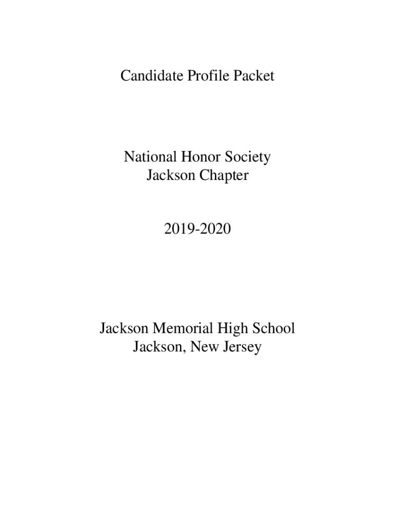 Fillable Online Candidate Profile Packet National Honor Society Jackson ... Fax Email Print ...