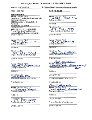 Fillable Online Pre-Bid/Proposal Conference Attendance Sheet - Amazon AWS Fax Email Print ...