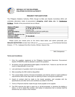 Fillable Online RFQ (29).pdf - PSA Procurement - Philippine Statistics ...