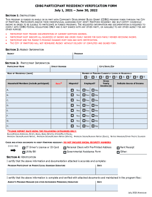 Fillable Online cdbg participant residency verification form - Hartford.gov Fax Email Print ...