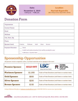 Fillable Online Donation Form Sponsorship Opportunities Fax Email Print ...