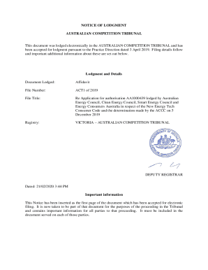 Fillable Online Preparing documents for lodgment - Federal Court of ...