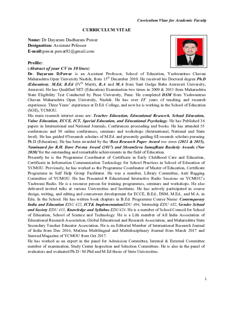 Fillable Online CV Template : Academic Careers - Carleton College Fax Email Print - pdfFiller