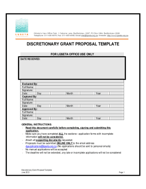 Fillable Online cdn lgseta co DISCRETIONARY GRANT PROPOSAL TEMPLATE Fax ...
