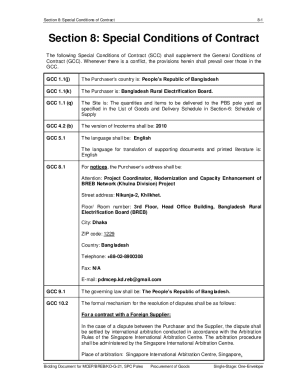 Fillable Online 1 SPECIAL CONDITIONS OF CONTRACT Number of GC ... Fax ...