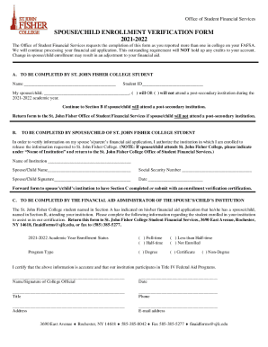 Fillable Online spouse/child enrollment verification form 2021-2022 Fax Email Print - pdfFiller