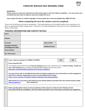 Fillable Online Podiatry Referral Form - Spencer Street Surgery Fax ...