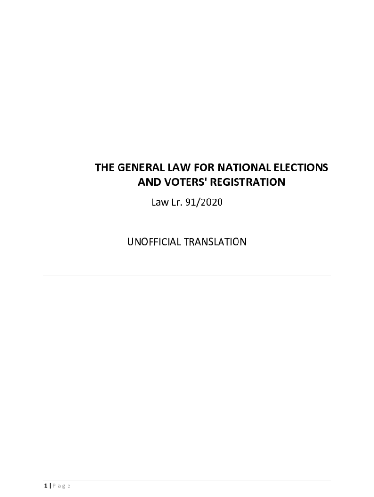 Fillable Online THE GENERAL LAW FOR NATIONAL ELECTIONS AND ... Fax ...