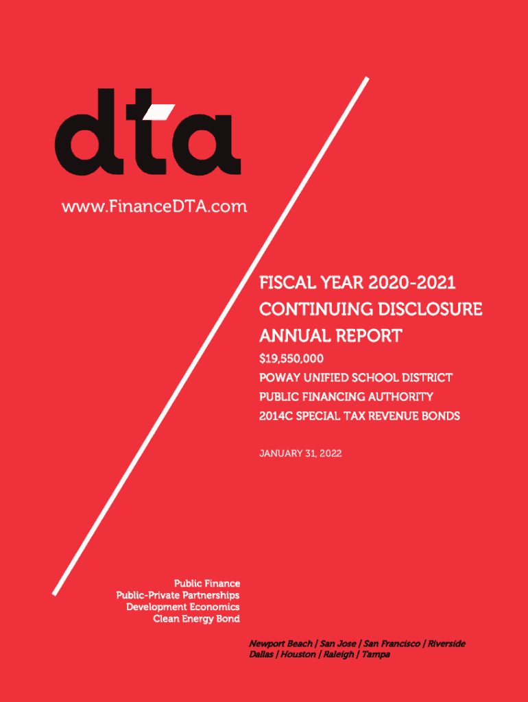Fillable Online Fiscal Year 2020-2021 Continuing Disclosure Annual ...