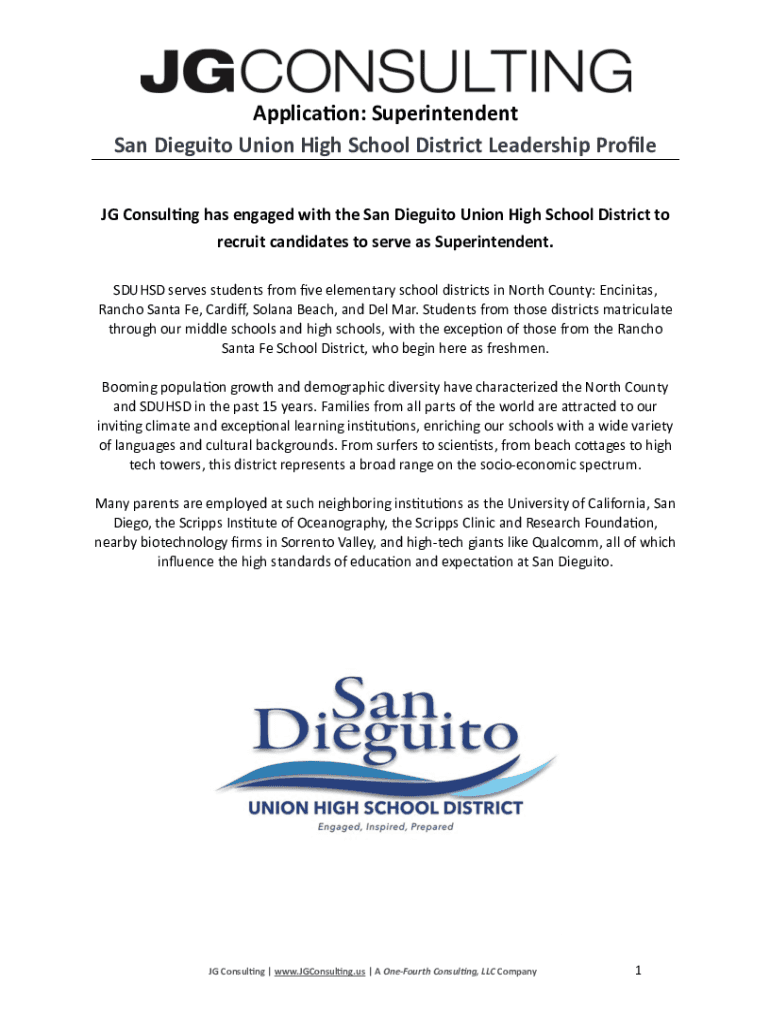 Fillable Online San Dieguito Union High School District Leadership ...