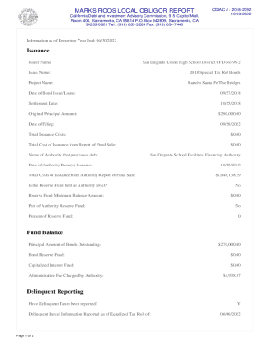 Fillable Online Issuance Fund Balance Delinquent Reporting MARKS ...