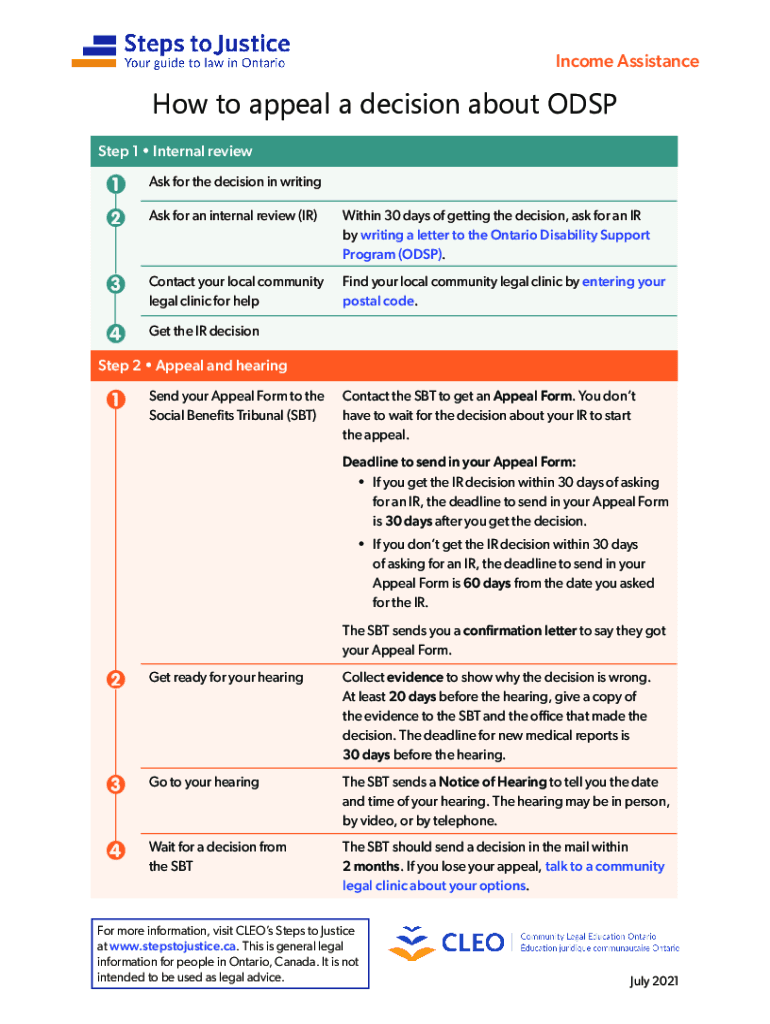 Fillable Online How Can I Challenge a Decision about my ODSP ...