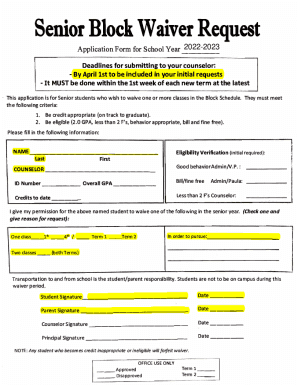 Fillable Online Senior Block Waiver Request Fax Email Print - pdfFiller