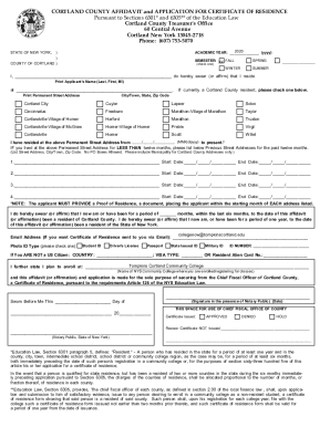 Fillable Online Affidavit and Application for Certificate of Residence ...