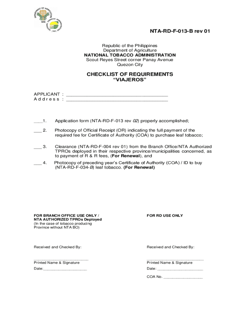 Fillable Online Forms and Guides from National Tobacco Administration ...
