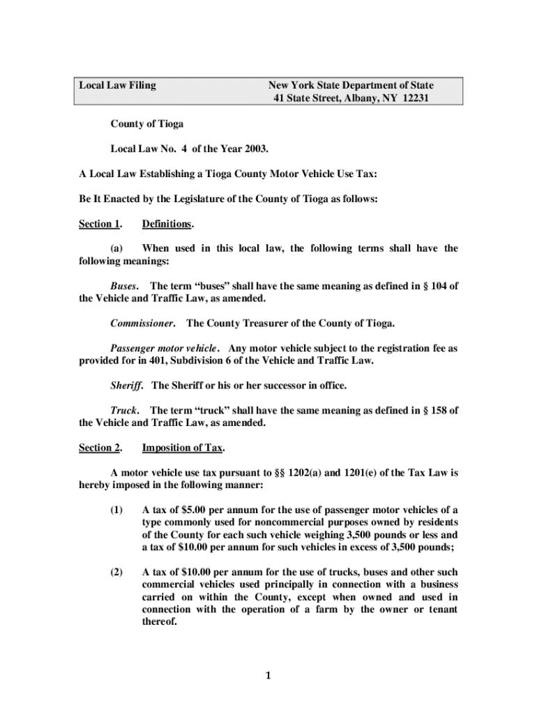 Fillable Online Local Law Filing New York State Department of State Fax ...