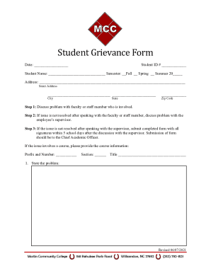 Fillable Online Student Grievance Form - Southern University at New ...