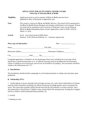 Fillable Online animalscience unl application for outstanding senior award - UNL Animal Science ...