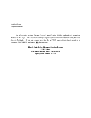Fillable Online An affidavit for a minor Firearm Owner's Identification ...