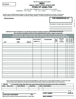 Fillable Online Street List/Census Information (including blank form ...