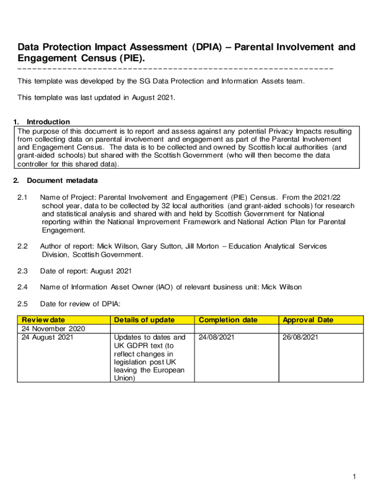 Fillable Online DATA PROTECTION IMPACT ASSESSMENT TEMPLATE Fax Email ...