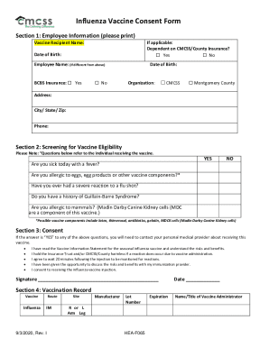 Fillable Online INFLUENZA VACCINE CONSENT FORM - SSM Health Fax Email ...