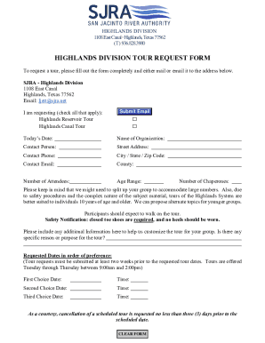 Fillable Online Highlands Division Tour Request Form Fax Email Print ...