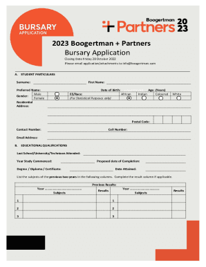 Fillable Online Bursaries - Boogertman + Partners Fax Email Print - pdfFiller