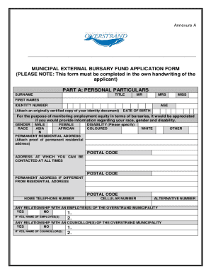 Fillable Online OMSBF: Named Bursary Application Form Fax Email Print ...