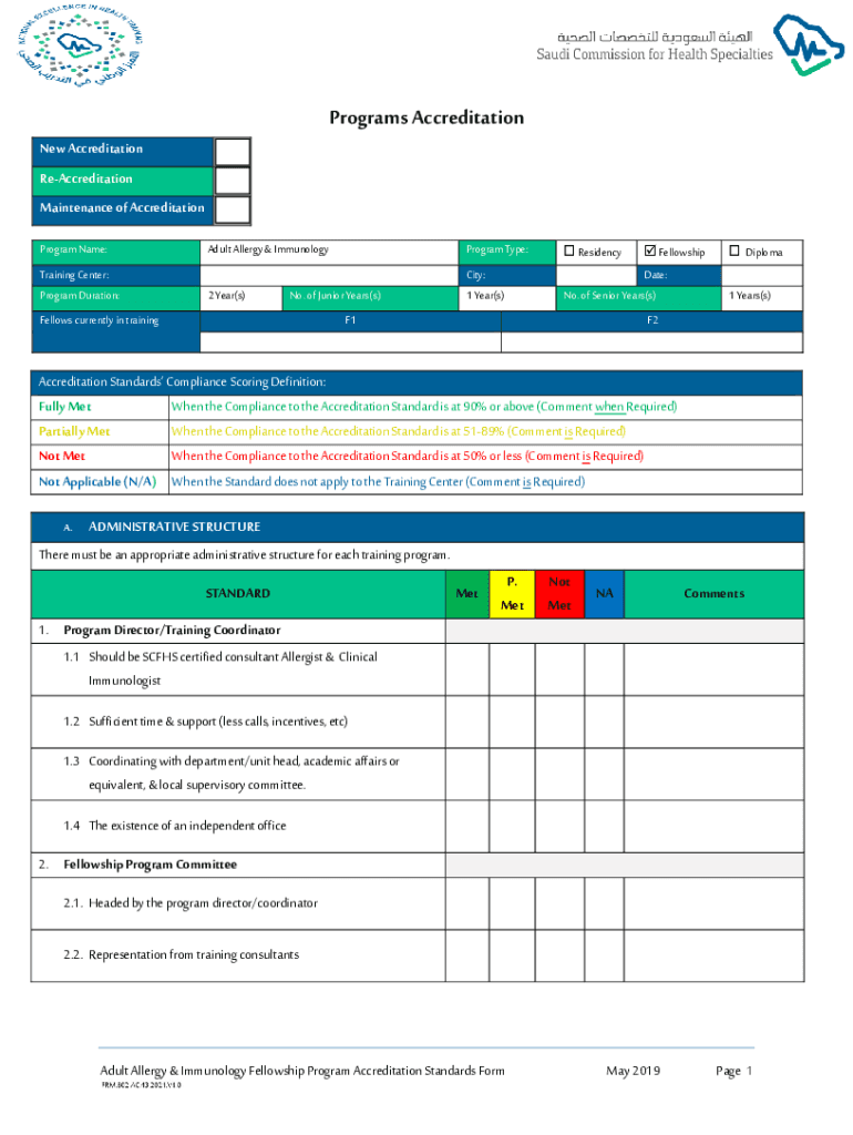 Fillable Online Adult Allergy and Immunology Accreditation Form Fax Email Print - pdfFiller