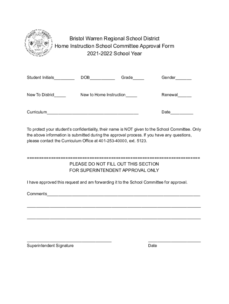 Fillable Online District Forms - Bristol Warren Regional School ...