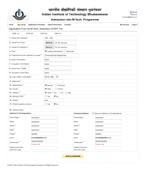 Fillable Online Application Form for M.Tech. Admission (STEP 2/4) Fax ...