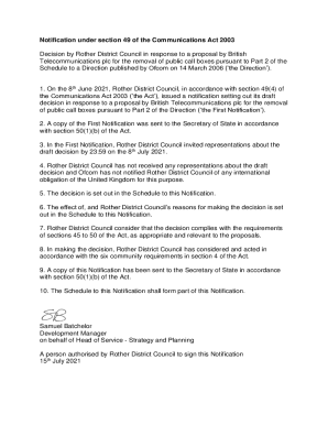 Fillable Online Notification under section 49 of the Communications Act ...