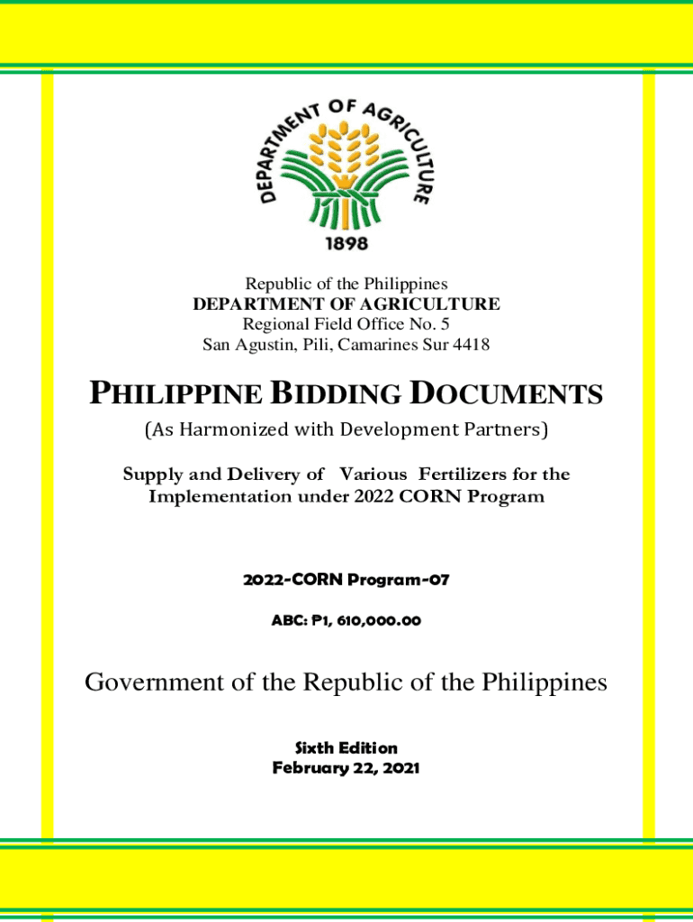 Fillable Online bicol da gov Supply and Delivery of Various Fertilizers ...