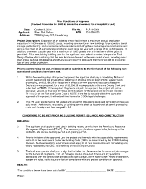 Fillable Online bof fire ca Sonoma County Use Permit Conditions of Approval, Sample 2 Fax Email ...