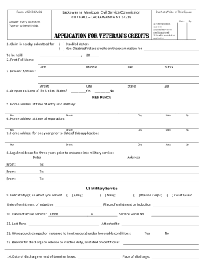 Fillable Online Application for Veteran Status for Civil Service Fax ...