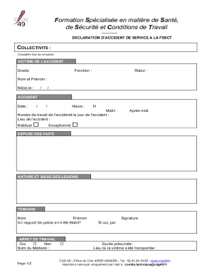 Fillable Online DECLARATION D'ACCIDENT DE SERVICE Fax Email Print ...
