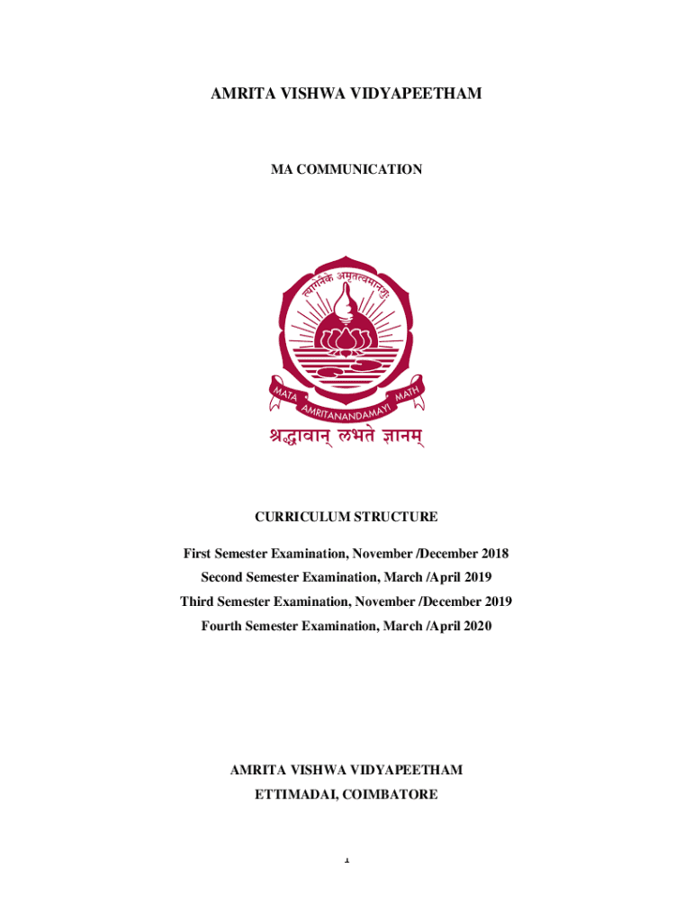 Fillable Online intranet cb amrita BA Mass Communication - Overview ...