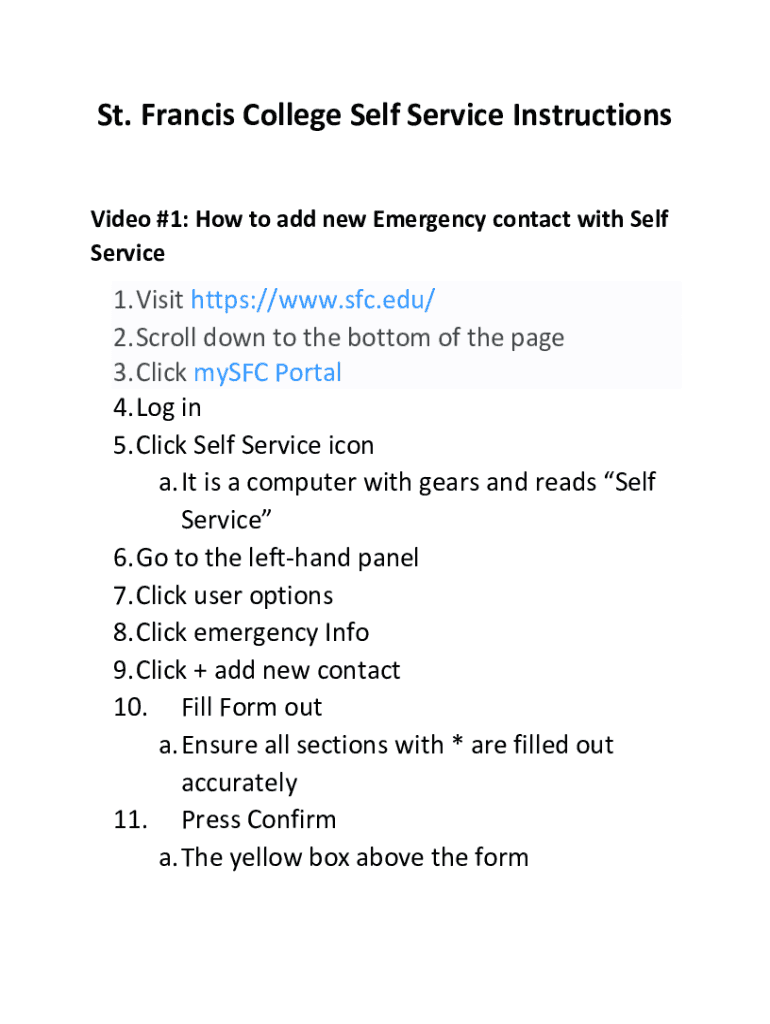 Fillable Online Sign In - St. Francis College Self Service Fax Email Print - pdfFiller
