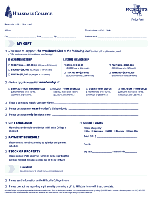Fillable Online The President's Club Pledge Form Fax Email Print ...
