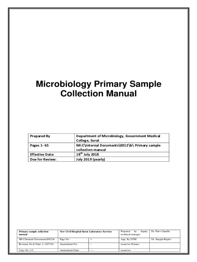 Fillable Online Clinical Microbiology Sample Collection Manual By ...
