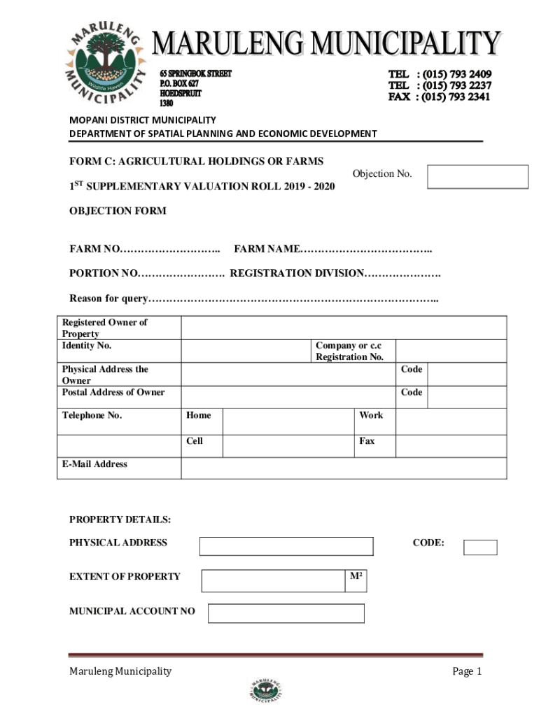 Fillable Online emadlangeni municipality property valuation objection ...