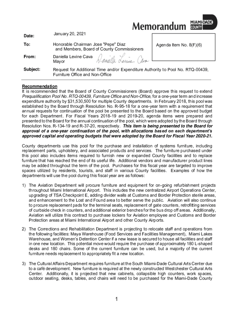 Fillable Online Daniella Levine Cava Mayor Subject: Request for ... Fax ...