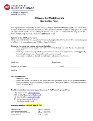 Fillable Online AHS Award of Merit Program Nomination Form Fax Email ...