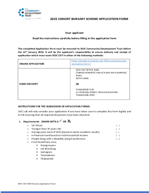 Fillable Online 2023 COHORT BURSARY SCHEME APPLICATION FORM Fax Email Print - pdfFiller