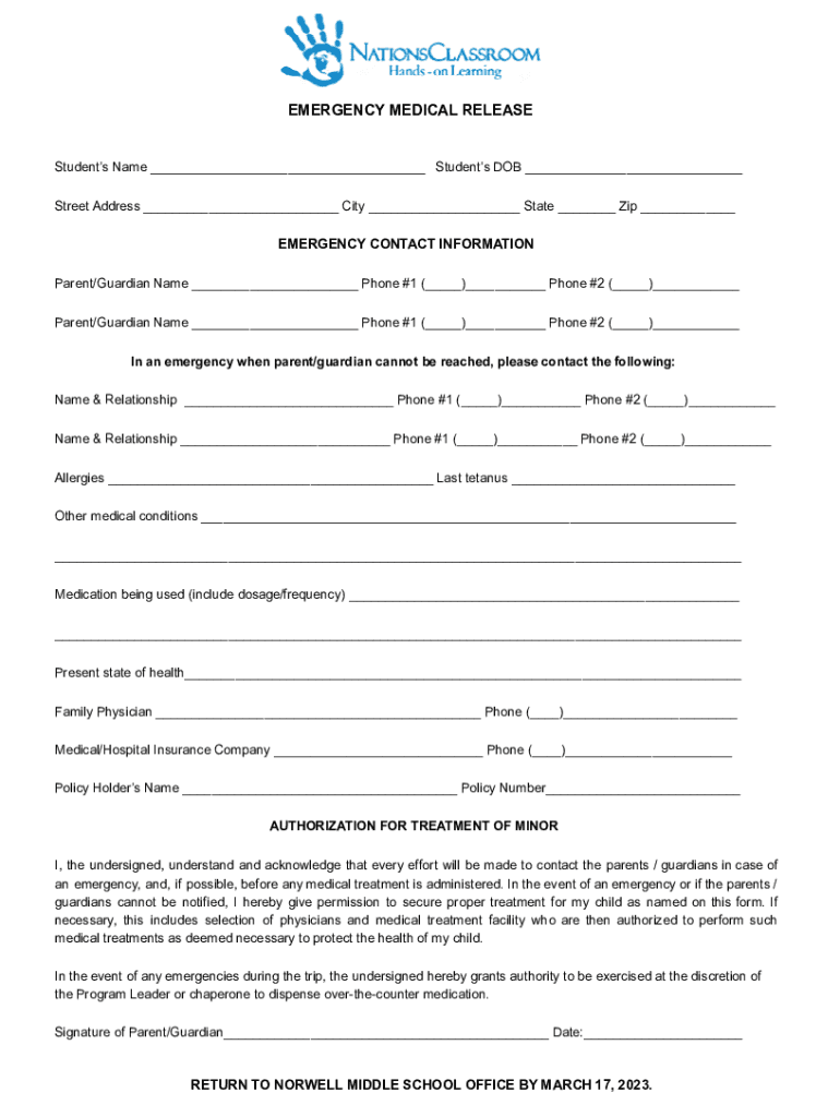 Fillable Online updated Medical & Behavioral Release Forms 2021-2022 ...