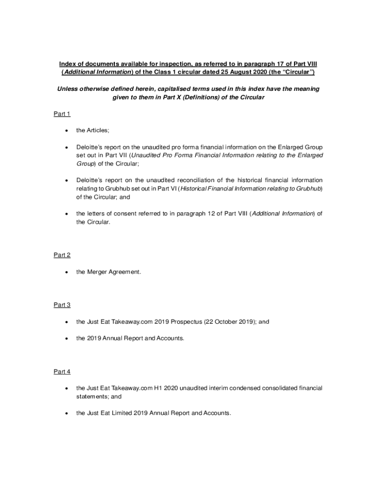 Fillable Online Index of documents available for inspection, as ...