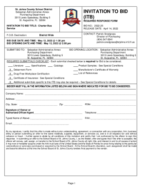 Fillable Online INVITATION TO BID TITLE: Charter Bus Fax Email Print ...